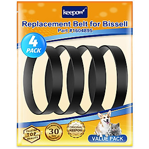 KEEPOW Style P/N 1604895 Belt for Bissell Powerforce Compact, 1604895 Vacuum Belt for Bissell Model 3508, 2112, 1520, 2690, 23T7, 23T7V, 3130, 21129, Replace Part 1604895/2037034 (4 Pack)