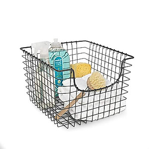Spectrum Diversified Scoop Wire Basket, Vintage-Inspired Steel Storage Solution for Kitchen, Pantry, Closet, Bathroom, Craft Room & Garage, Pack of 1, Industrial Gray