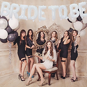 Tellpet Bride To Be Balloons Banner for Bridal Shower, Bride Balloons Bachelorette Party Decorations, White