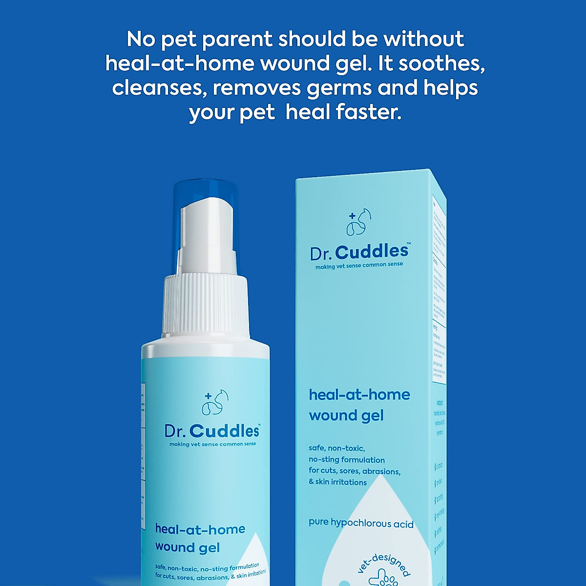 Dr. Cuddles Heal-at-Home Wound Spray for Dogs, Cats, & Pets - Antimicrobial, Anti-Fungal Spray - Non-Toxic, No Sting Formula - Pure Hypochlorous Acid – 4oz
