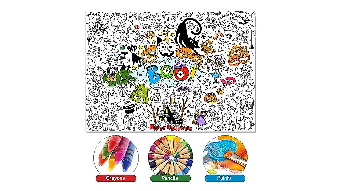 Giant Halloween Coloring Poster for Kids' Parties