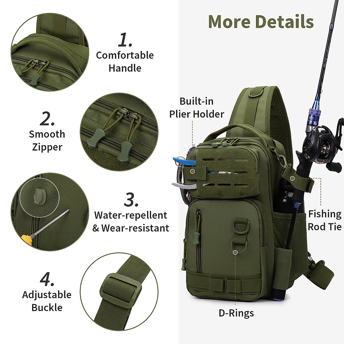 CamGo Small Tactical Chest Sling Bag One Strap Crossbody Daypack Shoulder Backpack for Sport Daily