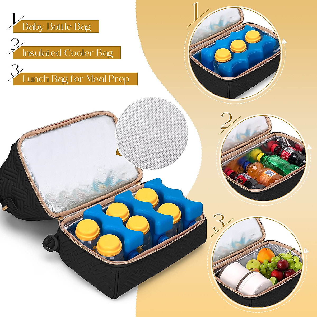 Fasrom Small Breast Pump Bag Backpack with Cooler Compatible with Elvie and Medela Pumps, Wearable Pumping Tote Bag with Waterproof Mat for Working Moms (Patent Design), Black