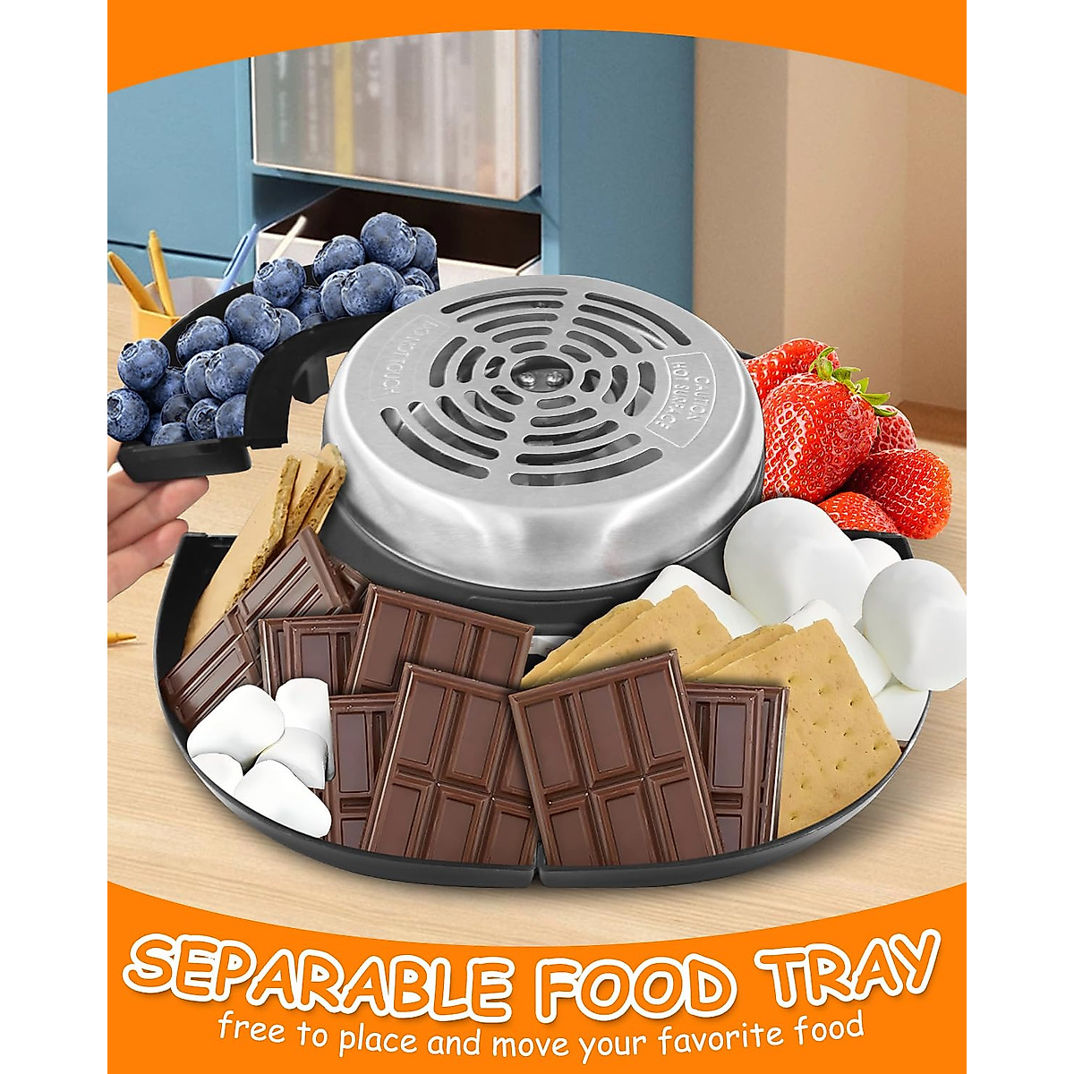 Smores Maker Tabletop Indoor Kit Smores Kit Flameless Electric S'mores Maker Marshmallow Roaster, Movie Night Supplies Housewarming Christmas Gifts 120V