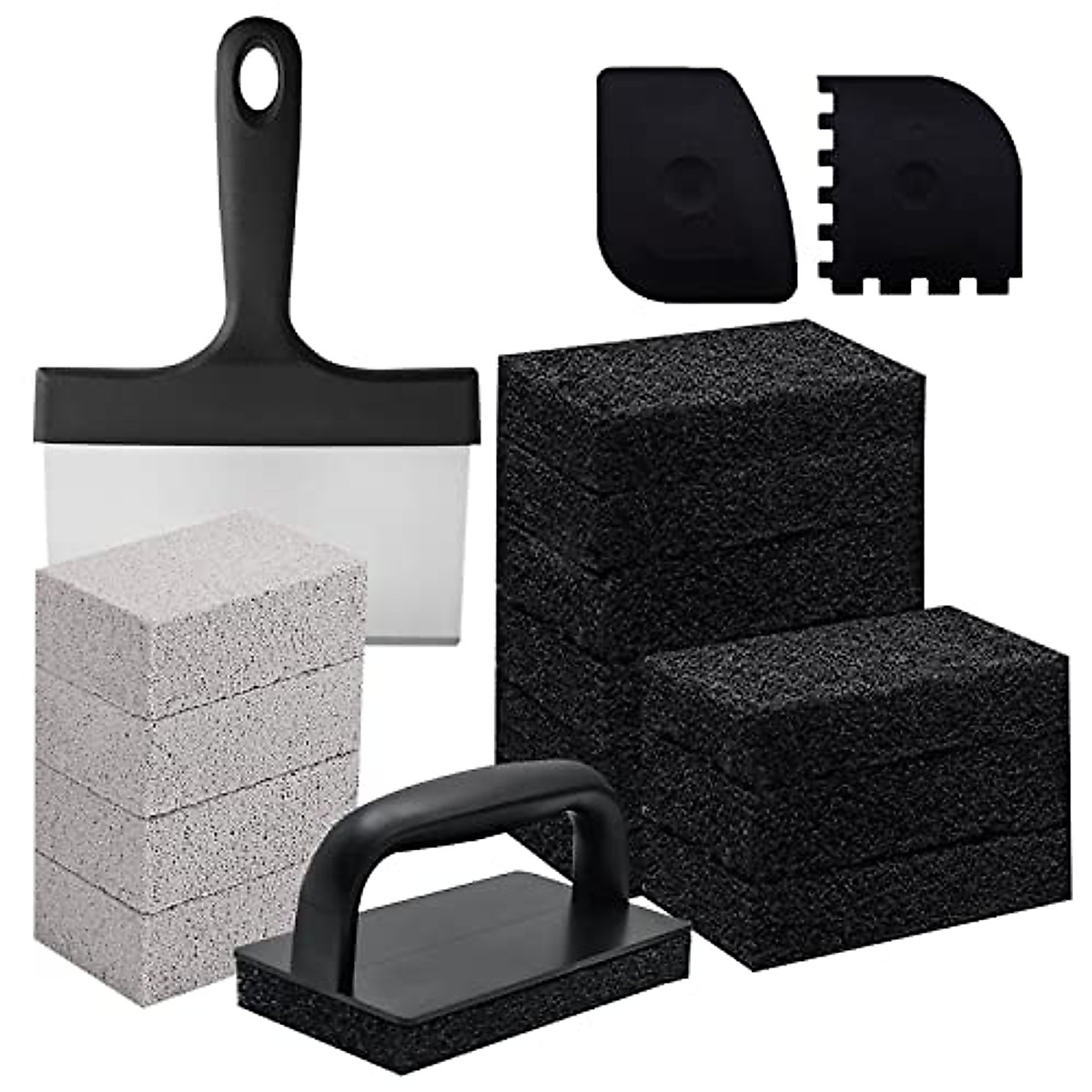 18 PCS Griddle Cleaning Kit for Blackstone, Flat Top Grill Cleaning Kit,Griddle Accessories with 1 Grill Scrapers, 1 Cleaning Handle, 10 Griddle Brush, 4 Grill Stone, 2 Pan Scrapers