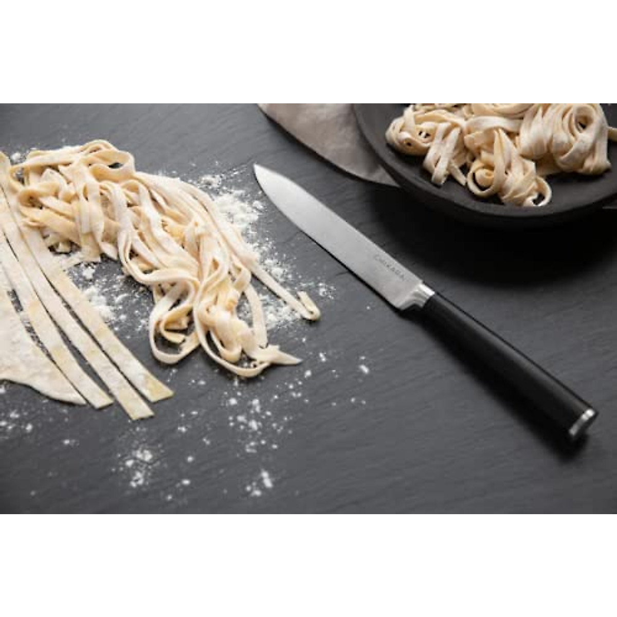 Ginsu Chikara Series Forged 5-Piece Japanese Steel Knife Set – Cutlery Set with 420J Stainless Steel Kitchen Knives – Toffee Finish Block, 07135DS