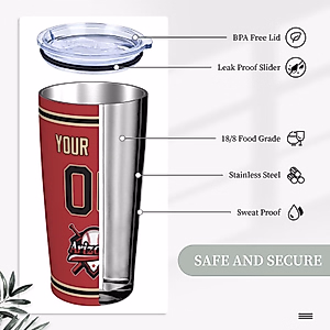 Arizona Custom Baseball 20oz Tumbler,Add Personalized Name And Number,Personalized Travel Coffee Mug, Stainless Steel, Insulated, Keep Drinks Cold And Hot,Gifts For Baseball Fans
