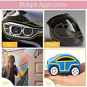 6 Rolls Fine Line Tape, Automotive Yellow Painters Tape 1/16, 1/12, 1/8, 1/4, 1/2 and 3/4 Inch x 52 Yard, Fineline Masking Tape for Car Vehicles Auto Paint Art