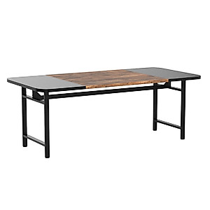 Tribesigns 6FT Conference Table, 70.8" W x 35.43" D Meeting Room Table Boardroom Desk for Office Conference Room, Splicing Board with Heavy Duty Metal Frame, Rustic Brown/Black