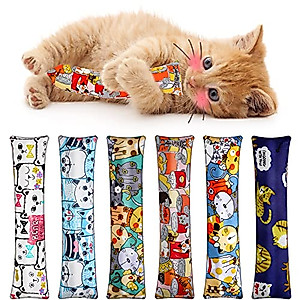 6 Pack Catnip Kicker Toy Interactive Cat Kicker Toy Kitty Kick Sticks for Cats, Durable and Bite Resistant Cat Chew Toy Indoor Cat Kick Pillow Toy with Cute Patterns for Kitten Pet Supplies, 10.6 Inch