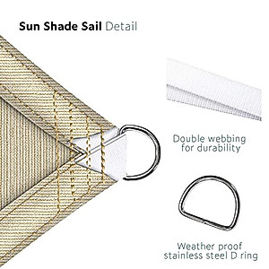 ECOOPTS 8'x8'x11' Sun Shade Sail Right Triangle Canopy Cover for Outdoor Patio Pergola Backyard Garden 180GSM HDPE Fabric 95% UV Blockage (Beige)