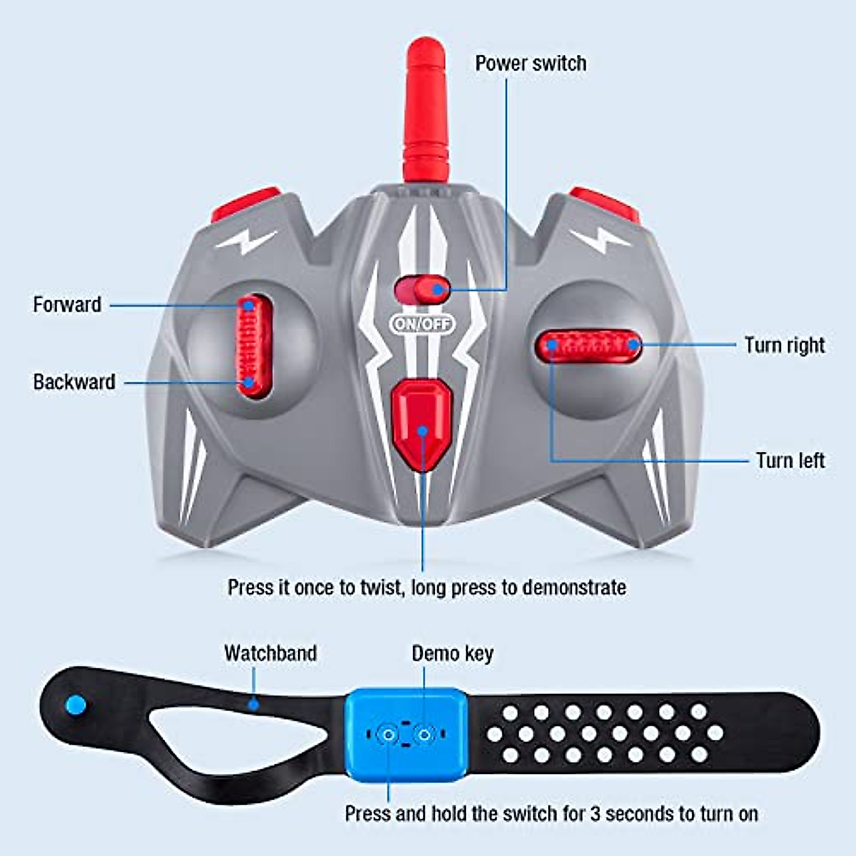 Powerextra Gesture Rc Car, 4WD 2.4GHz Remote Control Car, Double Side Transform Off Road Rc Stunt Car, Two Rechargeable Batteries, 50+ Mins Play Car for 6-12 Year Old Boys & Girls