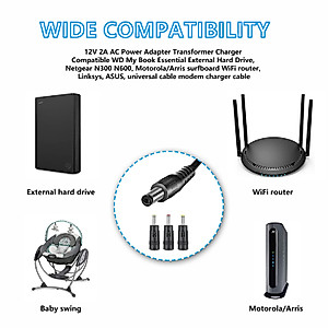 12V AC/DC Power Supply Adapter Compatible with Roku 3 (4230R 4230CA 4230RW 4200R), Roku 2 (2720R 2720RW), Roku 1 (2710R, 2710RW) Streaming Media Player - 8.2 Feet Long Charger Cord with Adapter