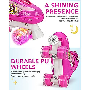 M-GRO Adjustable Skates for Kids, 8-Wheeled Skates for Kids,rollerskates Girl and Boys，Adjustable Size Suitable for Indoor and Outdoor use