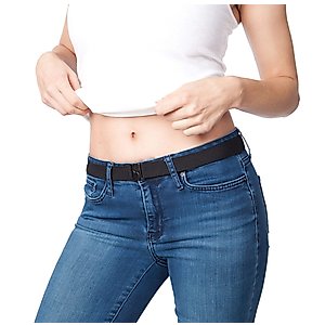 Invisibelt No Show Women’s Stretch Belt, Adjustable Flat Belt, One Size (Black)