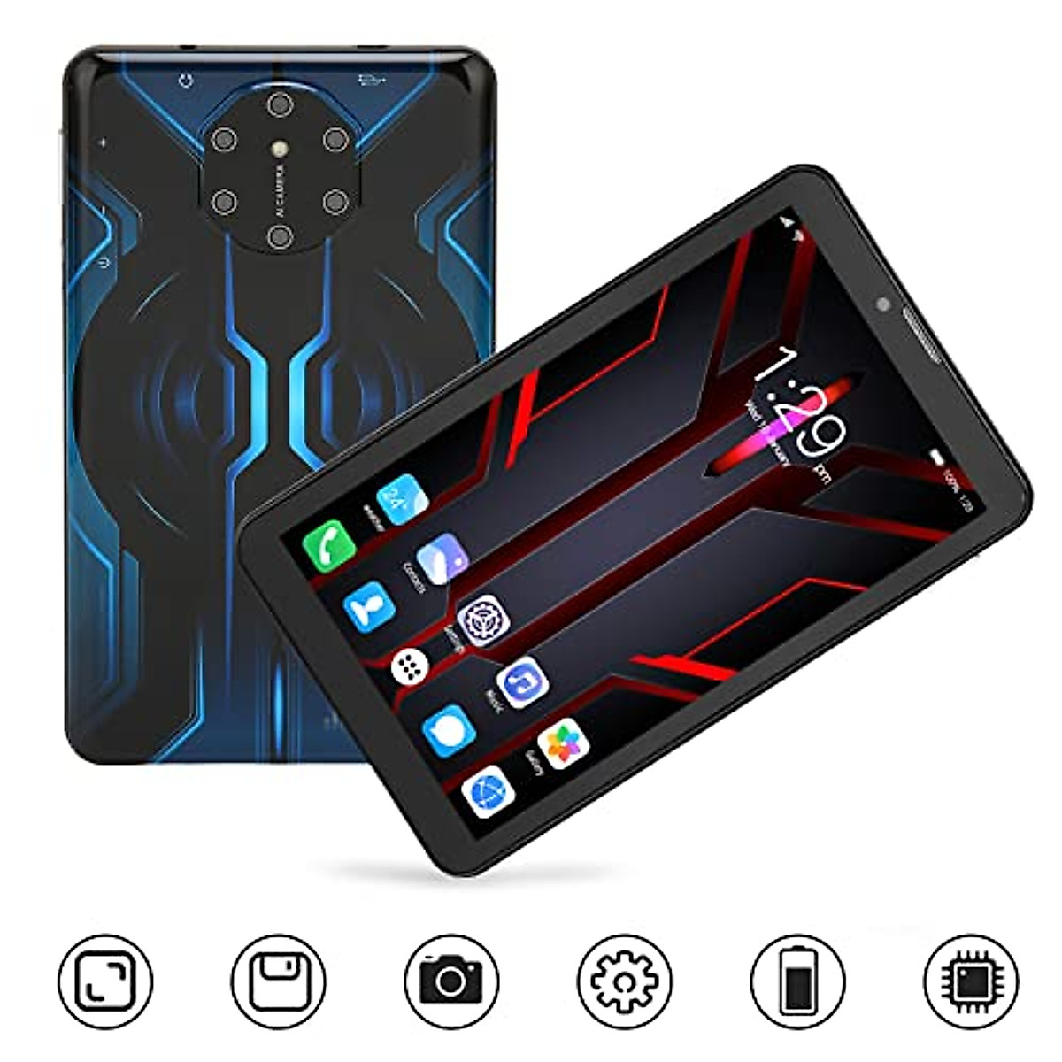 Yoidesu 7in Tablet Blue IPS 4GB 32GB Android 10 Dual Camera 6000mAh Tablet PC (US Plug)