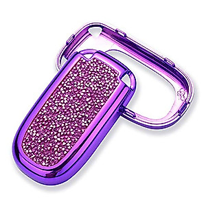 Royalfox 3d bling shiny rhinstone girly 3/4/5 buttons key fob case cover skin for Jeep Grand Cherokee Renegade,Fiat,Dodge Charger Challenger Dart Journey Durango,chrysler 200 300 (purple with silver)