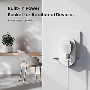 Tenda AV1000 Powerline Etherne Adapter Kit with Gigabit Ports, Ethernet Over Power, Plug&Play, Power Saving, Power Outlet Passthrough, Ideal for Gaming (PH6)