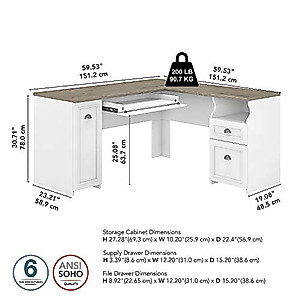 Bush Furniture Fairview L Desk, Shiplap Gray/Pure White