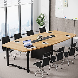 Tribesigns 8FT Conference Table, 94.5L x 47.2W inch Large Meeting Table, Modern Rectangular Seminar Table for Office Meeting Conference Room, Metal Frame