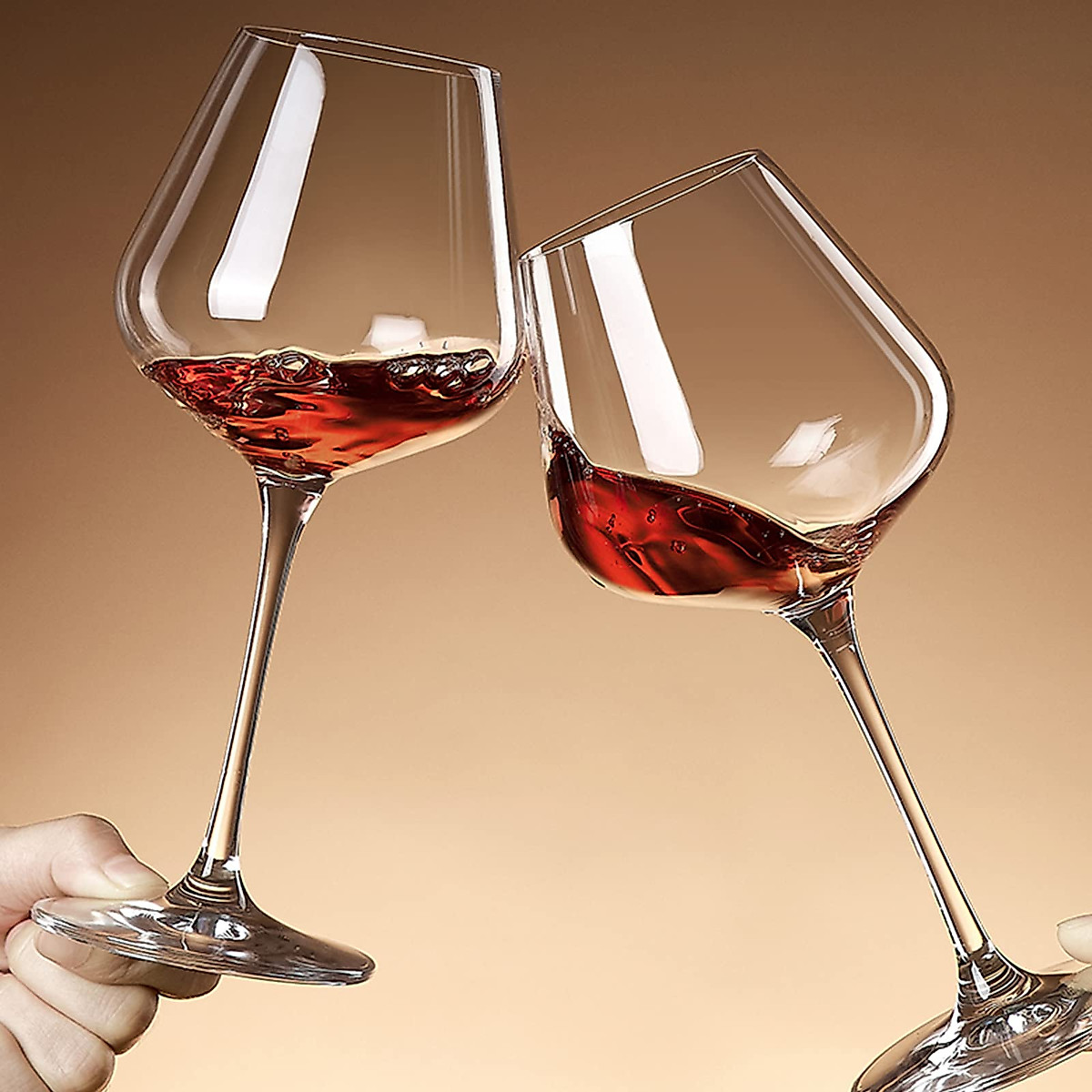 Yaschmo Crystal Red Wine Glasses Set of 4, 24.8oz Large Wine Glasses with Long Stem, Hand Blown Lead-Free Glass, Ideal Gift Packaging for Wedding,Anniversary, Birthday,Christmas