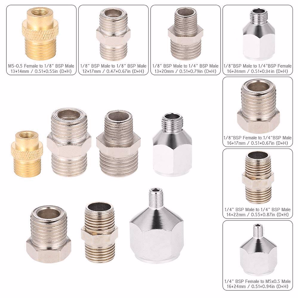 Professional 7pcs Airbrush Adaptor Kit Fitting Connector Set for Air Compressor & Airbrush Hose