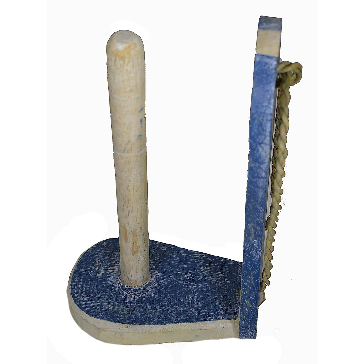 WorldBazzar Hand Carved FLIP Flop Blue Paper Towel Holder Wood Carving Nautical Statue Kitchen Gadget Sculpture