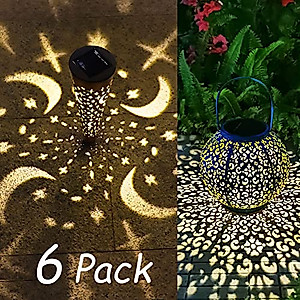 6Pack Moon Star Solar Lights Outdoor Decorative +1Pack Outdoor Solar Lantern