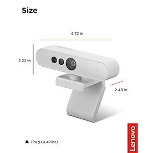 Lenovo HD 1080p Webcam (510 FHD) - Monitor Camera with 4X Digital Zoom, 95° Wide Angle, 360° Rotation Pan & Tilt - Desktop Cam with Dual Microphones & Windows Hello for Livestreaming & Conferences
