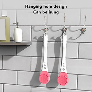 Electric Body Shower Brush, USB Rechargeable Exfoliating Shower Brush for Deep Cleaning, Waterproof Silicone Bath Shower Scrubber with Long Handle, Home Beauty Salon Massage Bath Brush Pink