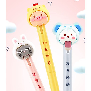 Cute Kawaii Animal Press Shape Gel Ink Pens school office supplies for girls Stationery novelty pens for kids stationary (6Pcs)