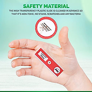 AMSCOPE-Kids 48pcs Kids Plastic Prepared Microscope Slides of Animals Insects Plants Flowers Sample Specimens for Stereo Microscopes