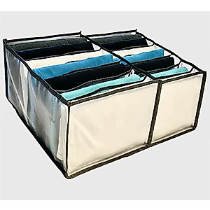 2PCS Wardrobe Clothes Closet Organizer Storage Baskets 7 Grid Foldable Drawer Mesh Separation Box For T-shirt, Legging, Skirts, Jeans, Kid Clothes