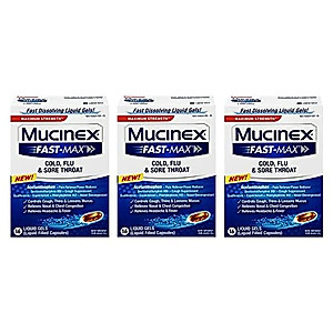 Mucinex Fast-Max Max Strength, Cold, Flu, Sore Throat (Pack of 3/Liquid Gels)