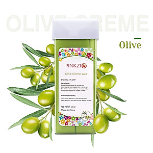 Depilatory Wax Cartridge Roll On for Wax Warmer - PINKZIO Olive Roll On Wax Refills, Wax Roller for Legs and Arms, 3.52 Ounce (Pack of 3) (Not Including Wax Warmer and Strip)