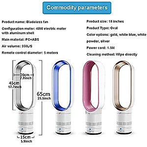 SABYDICAR 16 inch tower fan,quiet bladeless fan with remote control household energy-saving air purifier fan desktop electric fan for summer, bedroom, office, 90 degree rotating,easy operation