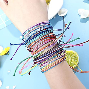 Roe Dolph String Bracelets for Men Boho Wave Bracelets Aesthetic Surfer Bracelets Adjustable Handmade Braided Bracelets Set Waterproof Bracelets for Summer(Style E)