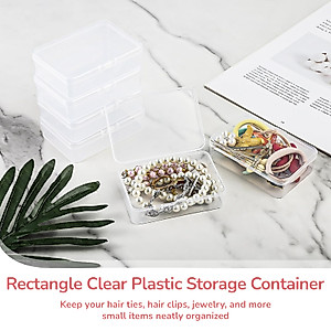 BATTIPAW 12PCS Hair Tie Organizer, Transparent Mini Storage Box, Rectangle Clear Plastic Storage Container, Portable Small Items Holder with Lid for Home, Offices, Business Trips, Travels (12PCS)