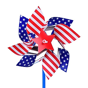 4th of July Decorations Patriotic Pinwheels,Fourth of July Decorations for Outdoor Home,Patriotic Independence Day Party Supplies Favors,Wind Spinner for Garden 16 PCS