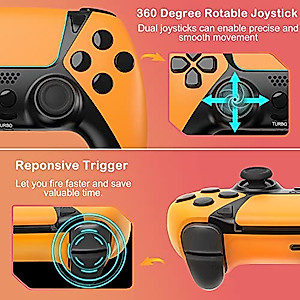 TOPAD Remote for PS4 Controller,Gamepad Joystick Controller for Playstation 4 Controller with Dual Vibration/Turbo/Back Paddles, Scuf Ymir Pa4 Wireless Mando for PS4 Console/Slim/PC/Steam/Pro,Orange
