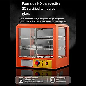 MBCEYLSTUB 2-Tier Countertop Food Warmer Commercial 3D Heating Pizza Pastry Warmer with Temperature Knob Display Kitchen Appliances