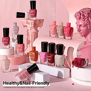 Morovan 15-Color Pink Air Dry Nude Nail Set - 0.25oz Non Gel Fingernail Polish Kit Gift Set for Women
