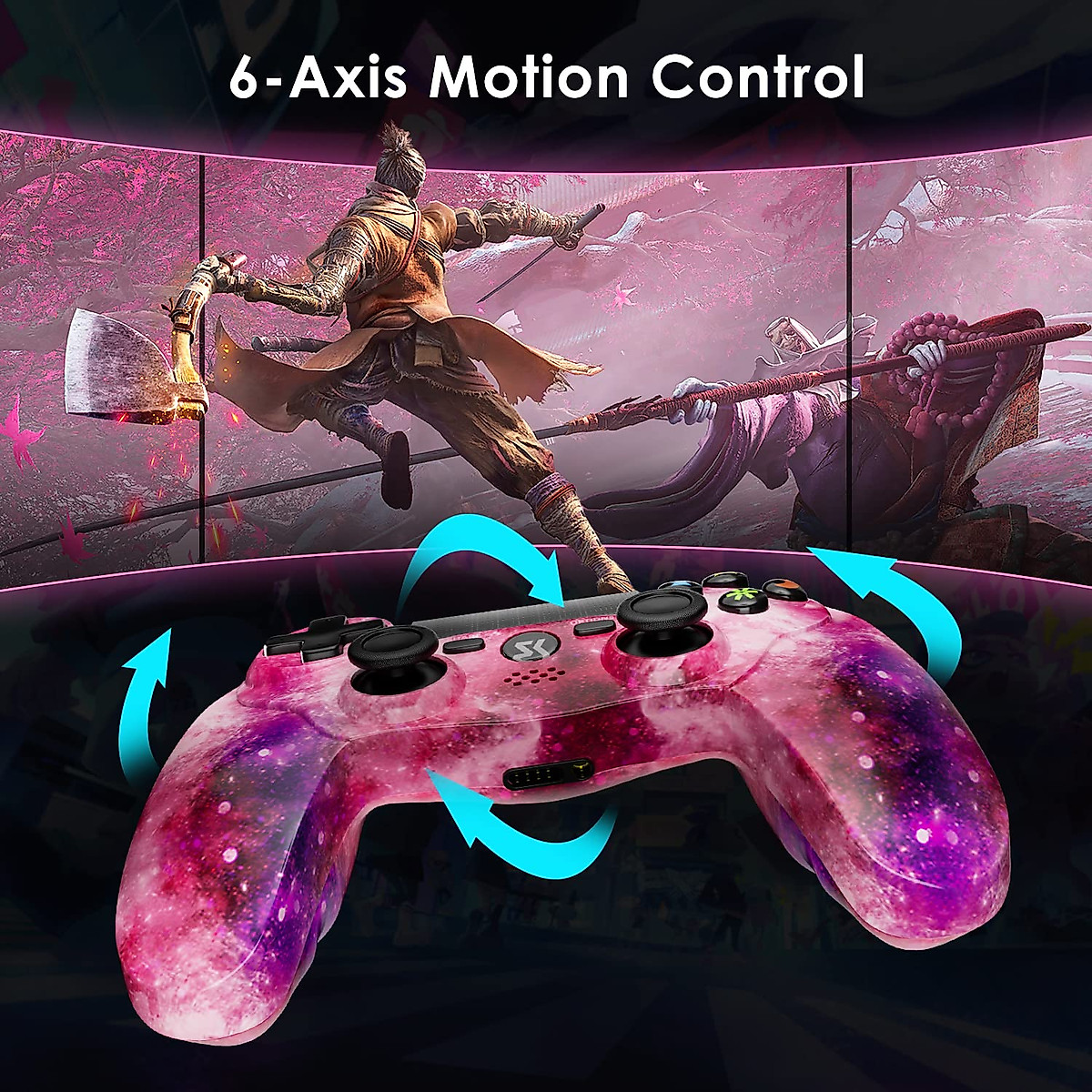 2 Pack Wireless Controller for PS4, Controller for Sony PlayStation 4, Double Shock 6-Axis Motion Sensor, Sensitive Touch Pad, Built-in Speaker & Headphone Jack, Compatible with PS4/Pro/Slim