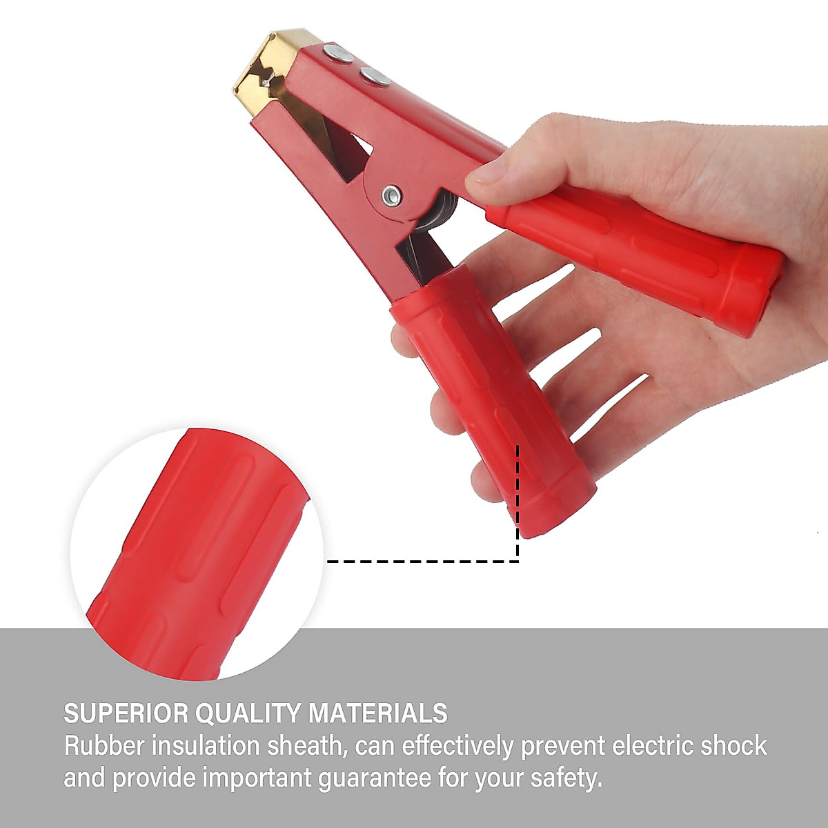 2PCS 1000A Car Alligator Clips,Pure Copper Battery Clamps Replacement for Heavy Duty Jumper Cables,Universal Battery Charger Clamps with PAC Insulating Handle for Car Truck SUV