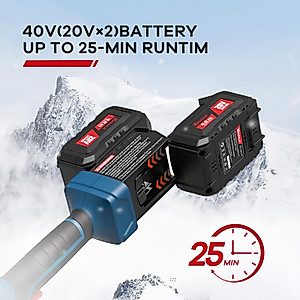 Cordless Snow Shovel, 40V | 13-Inch | Cordless Snow Blower, Battery Powered Snow Blower with Directional Plate & Adjustable Front Handle (2 * 20V Battery & Dual Quick Charger Included)