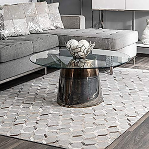nuLOOM Modern Cowhide Trellis Area Rug, 10' x 14', Grey