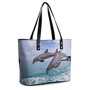 Womens Handbag Dolphin Leather Tote Bag Top Handle Satchel Bags For Lady