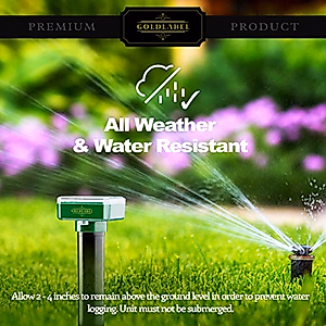 Gold Label 10 Pack Chipmunk Repellent, Snake Repellent | Solar Mole Repellent Ultrasonic Squirrel Repeller Control Spikes for Groundhog, Gopher, Vole, Racoon, Mice & Other Burrowing Rodents