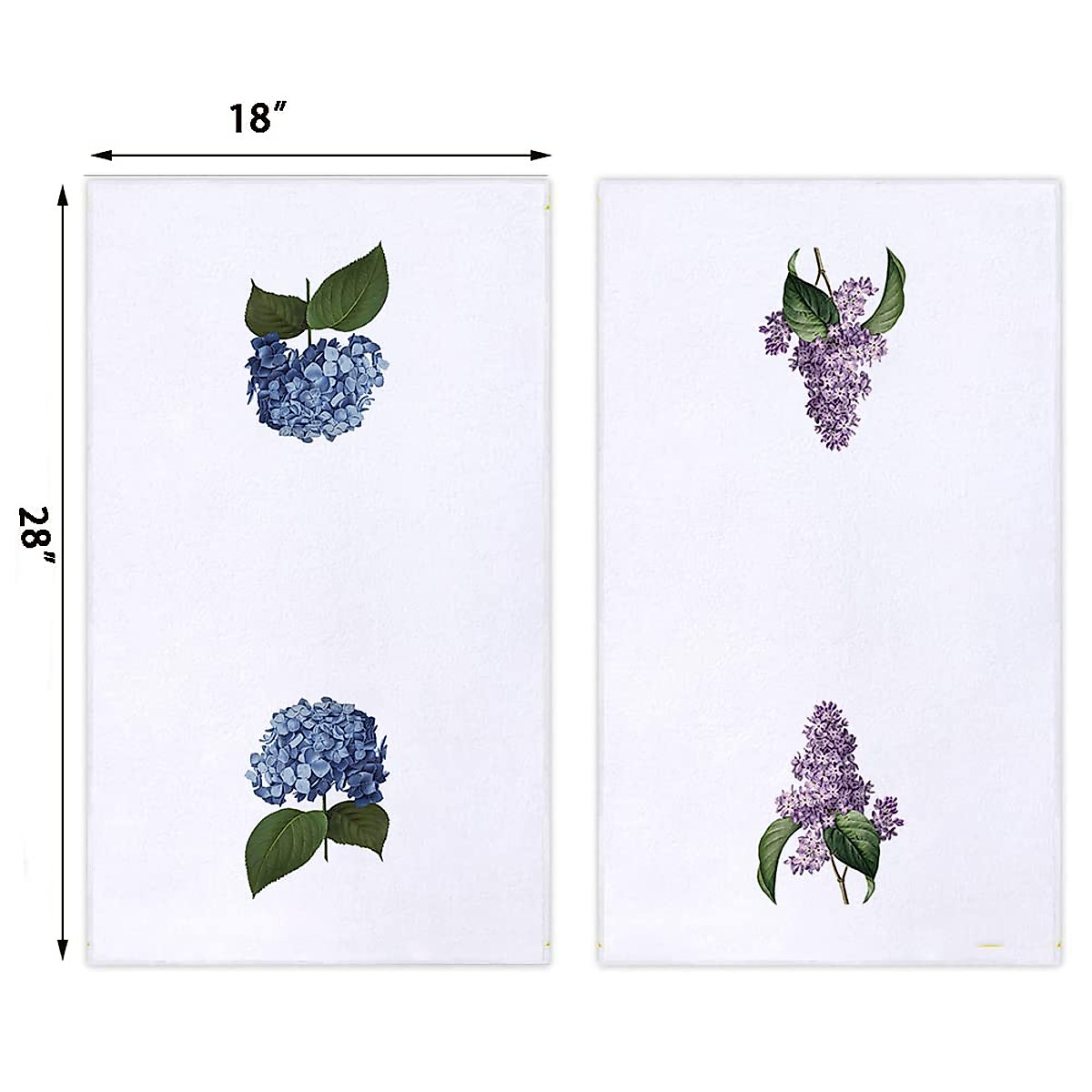 Watercolor Hydrangea Purple Lilacs Kitchen Dish Towel 18 x 28 Inch, Seasonal Spring Summer Flower Towels Dish Cloth for Cooking Baking Set of 2