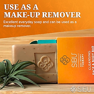 sibu Sea Buckthorn Soap, Cleansing Face & Body Bar with Citrus Scent (3-Pack) – Moisturizes Skin, Reduces Redness and Blemishes, and Calms Sensitive Skin